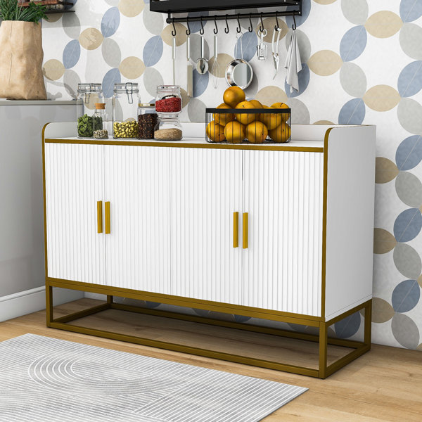Ebern Designs Atzel Modern Kitchen Buffet Storage Cabinet with Gold Metal Legs | Wayfair